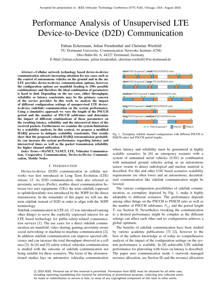 Performance Analysis of Unsupervised LTE Device-to-Device (D2D) Communication | DeepAI