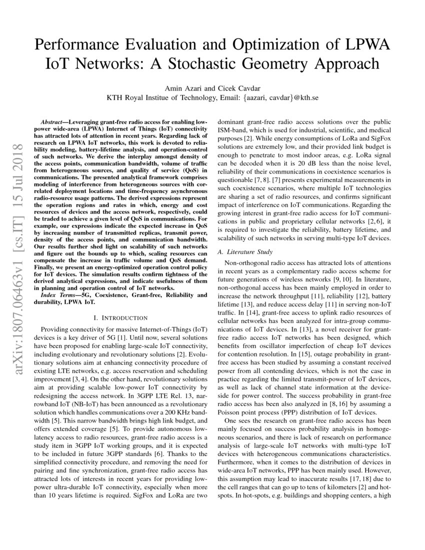 Performance Evaluation and Optimization of LPWA IoT Networks: A Stochastic Geometry Approach ...