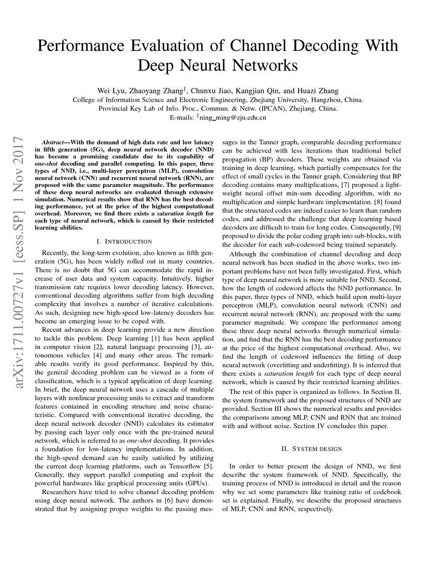 Performance Evaluation of Channel Decoding With Deep Neural Networks ...