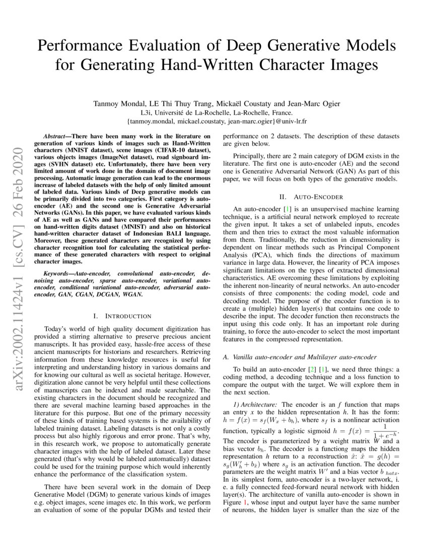 Performance Evaluation of Deep Generative Models for Generating Hand ...