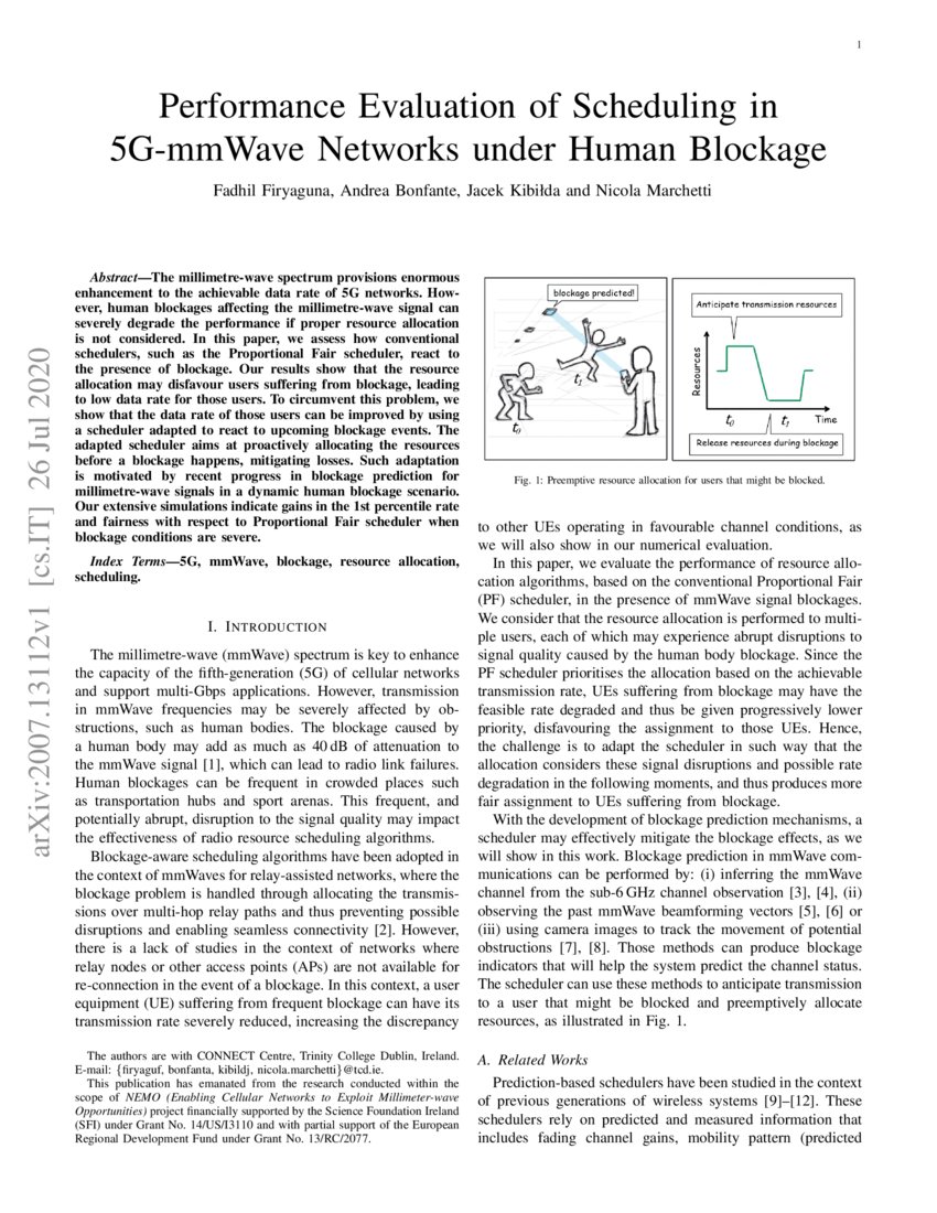Performance Evaluation Of Scheduling In 5g Mmwave Networks Under Human Blockage Deepai