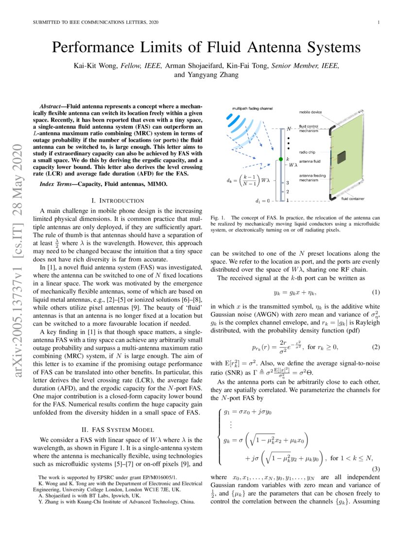 Performance Limits of Fluid Antenna Systems | DeepAI