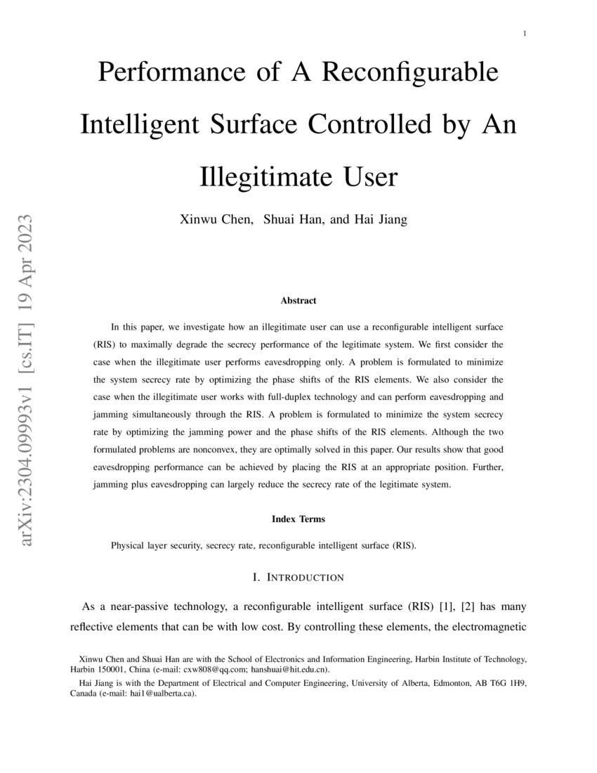 Performance Of A Reconfigurable Intelligent Surface Controlled By An