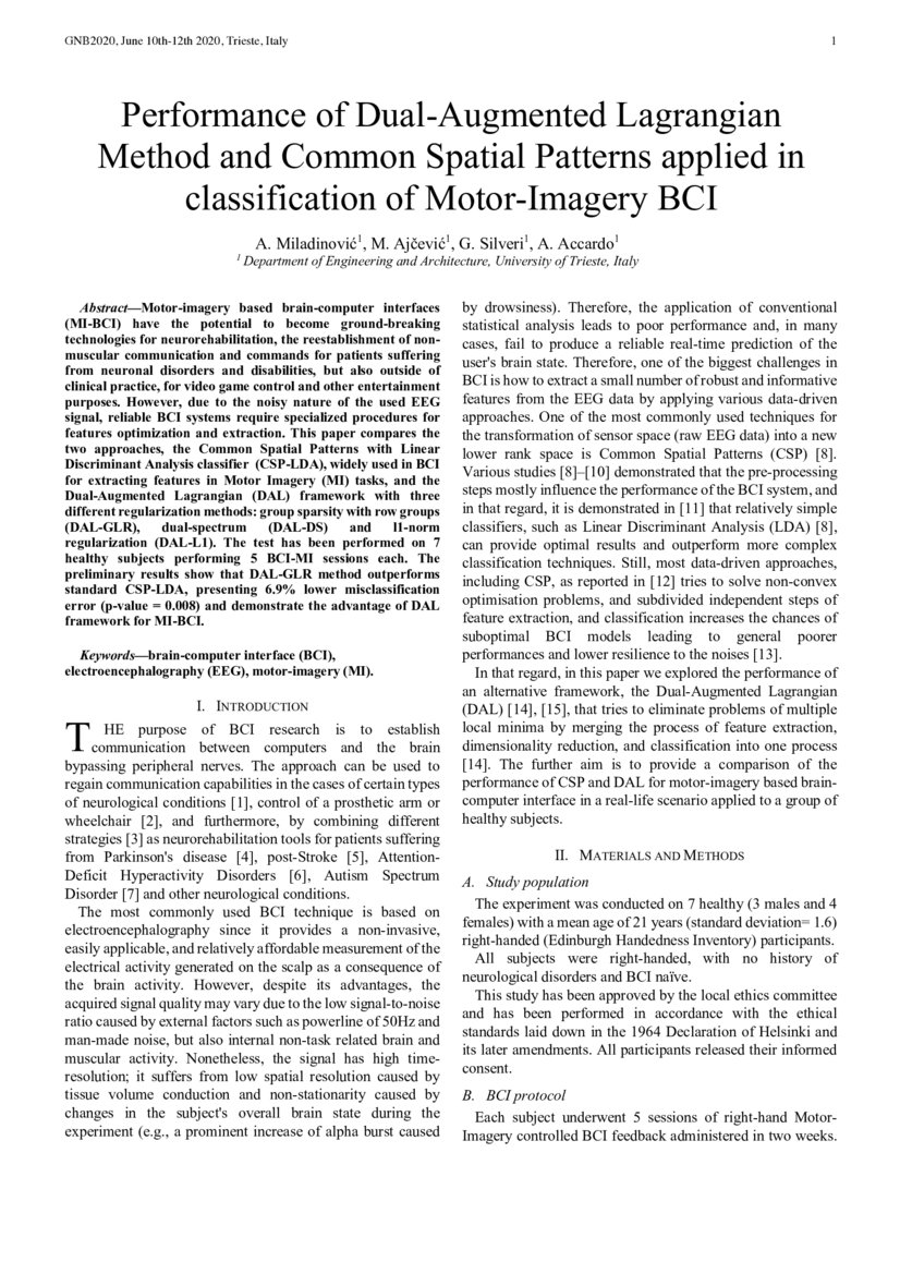 Performance of Dual-Augmented Lagrangian Method and Common Spatial Patterns applied in ...