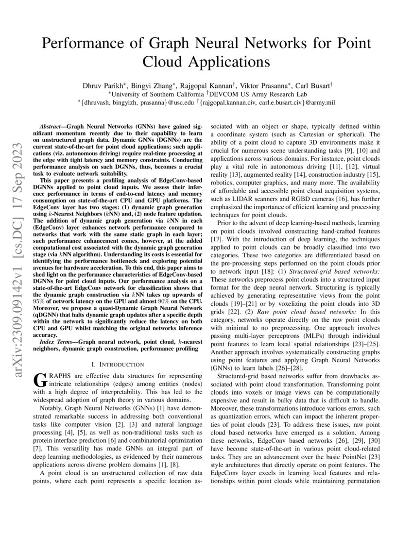 Performance of Graph Neural Networks for Point Cloud Applications | DeepAI