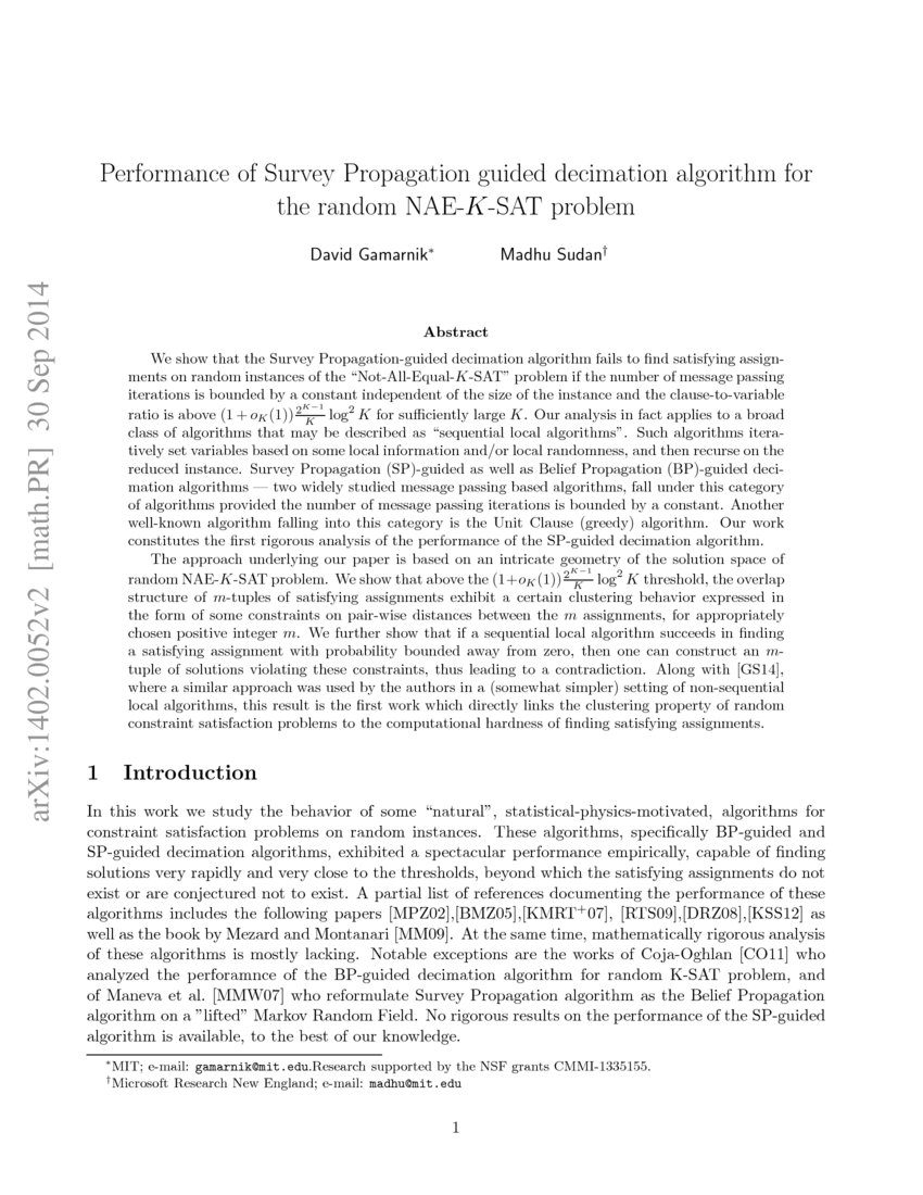 Performance Of The Survey Propagation Guided Decimation Algorithm For The Random Nae K Sat
