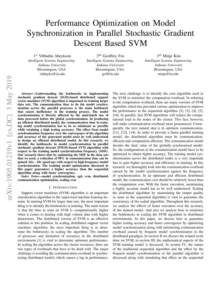 Performance Optimization On Model Synchronization In Parallel Stochastic Gradient Descent Based