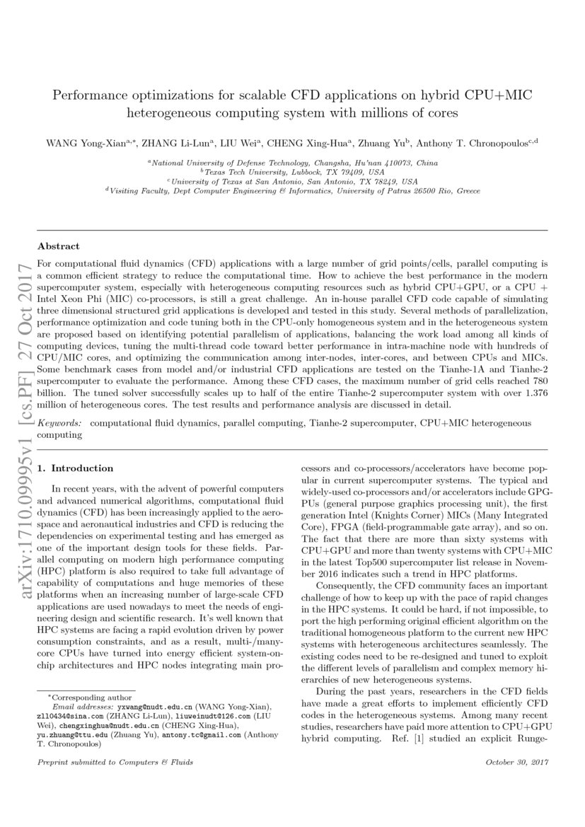 Performance Optimizations For Scalable Cfd Applications On Hybrid Cpu Mic Heterogeneous