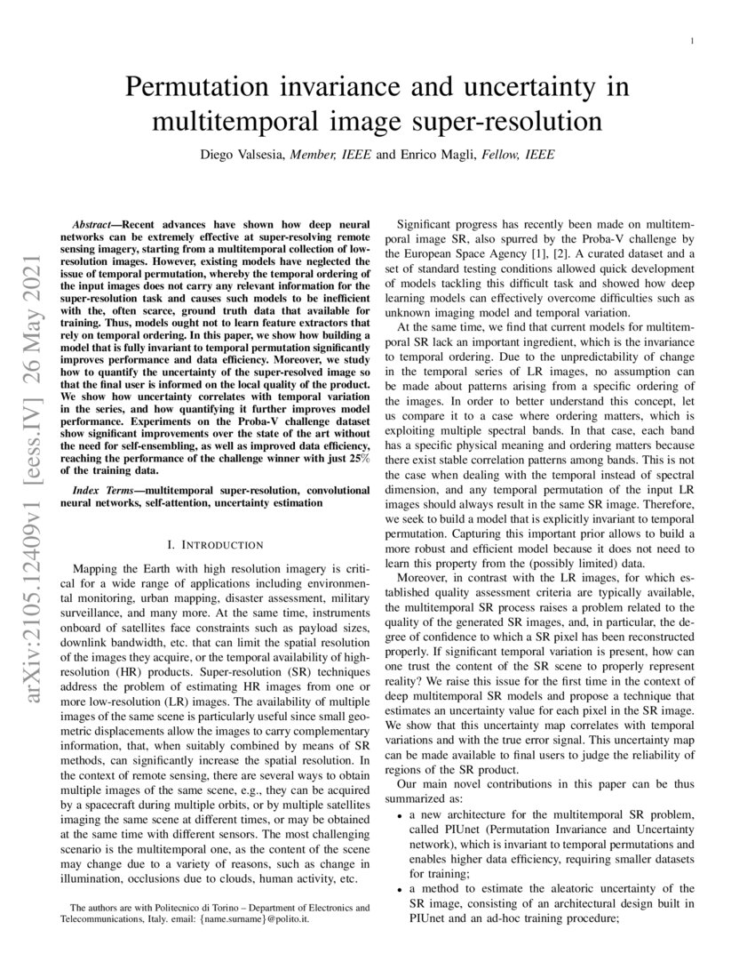 Permutation invariance and uncertainty in multitemporal image super-resolution | DeepAI