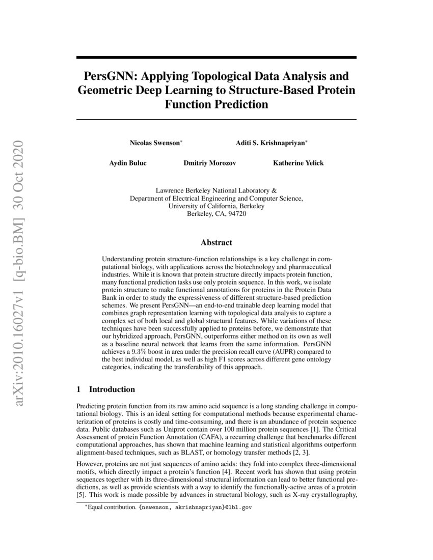 Persgnn Applying Topological Data Analysis And Geometric Deep Learning To Structure Based