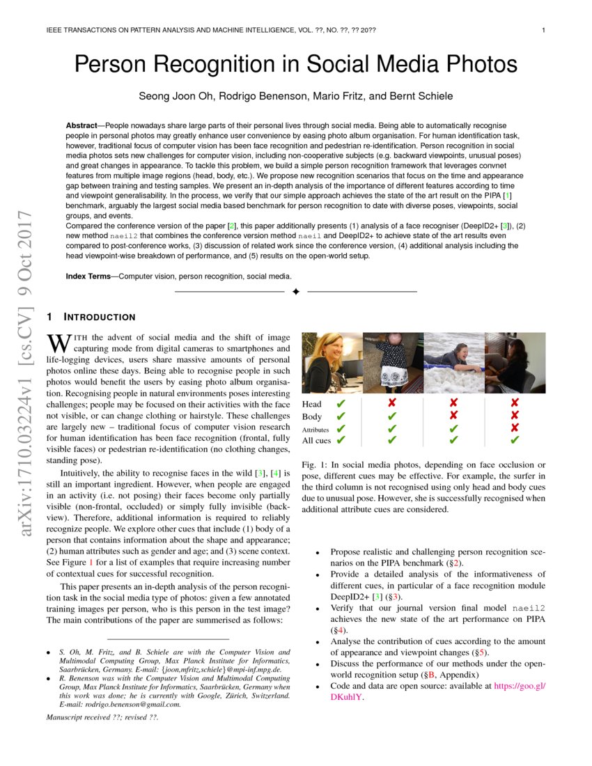 Person Recognition in Social Media Photos | DeepAI