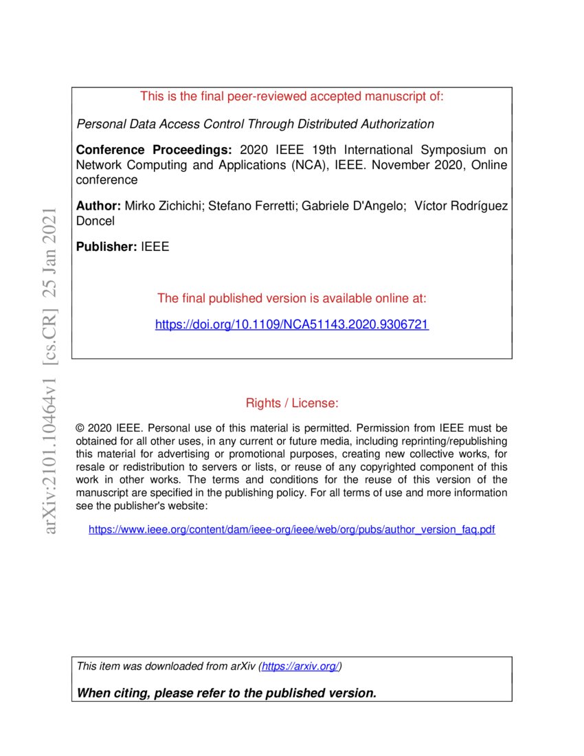 Personal Data Access Control Through Distributed Authorization | DeepAI