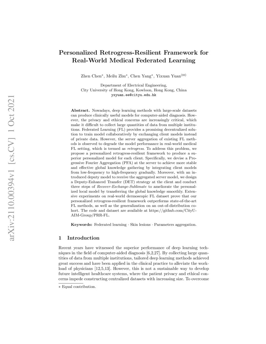 Personalized Retrogress-Resilient Framework for Real-World Medical ...