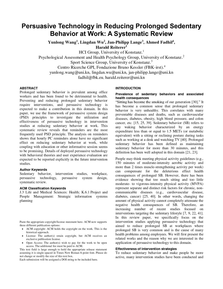Persuasive Technology in Reducing Prolonged Sedentary Behavior at Work ...