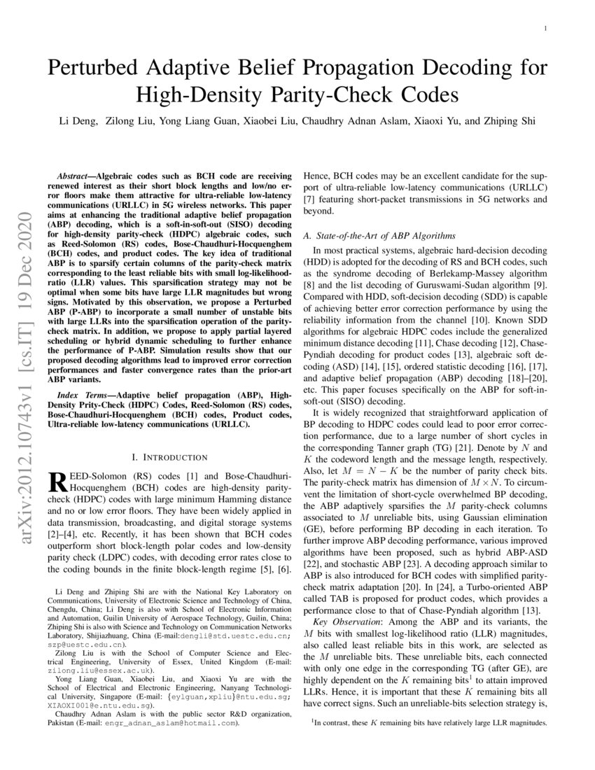 Perturbed Adaptive Belief Propagation Decoding For High Density Parity