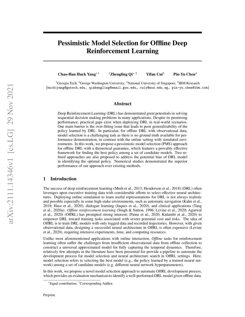 Pessimistic Model Selection For Offline Deep Reinforcement Learning