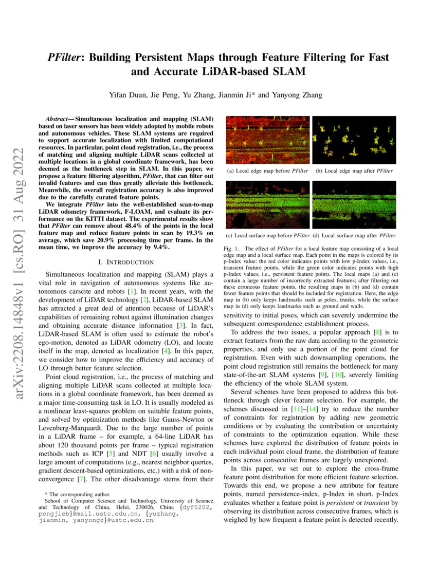 PFilter: Building Persistent Maps through Feature Filtering for Fast and Accurate LiDAR-based ...