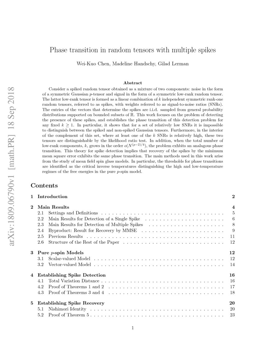 Phase transition in random tensors with multiple spikes | DeepAI
