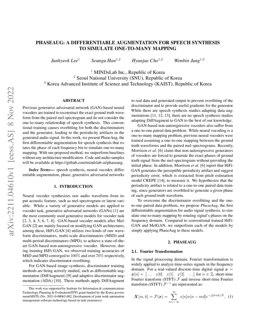 PhaseAug: A Differentiable Augmentation for Speech Synthesis to Simulate One-to-Many Mapping ...
