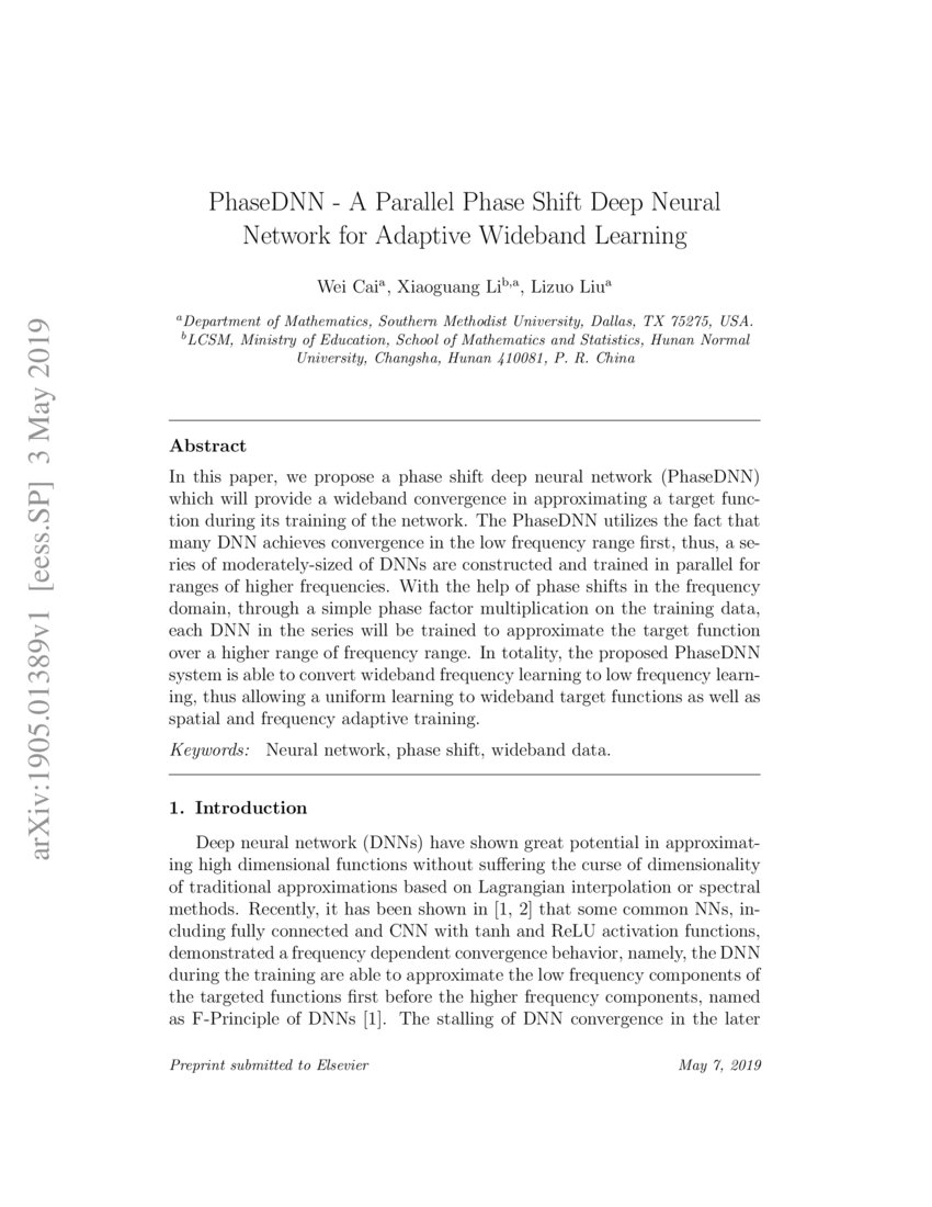 Phasednn A Parallel Phase Shift Deep Neural Network For Adaptive Wideband Learning Deepai 4128