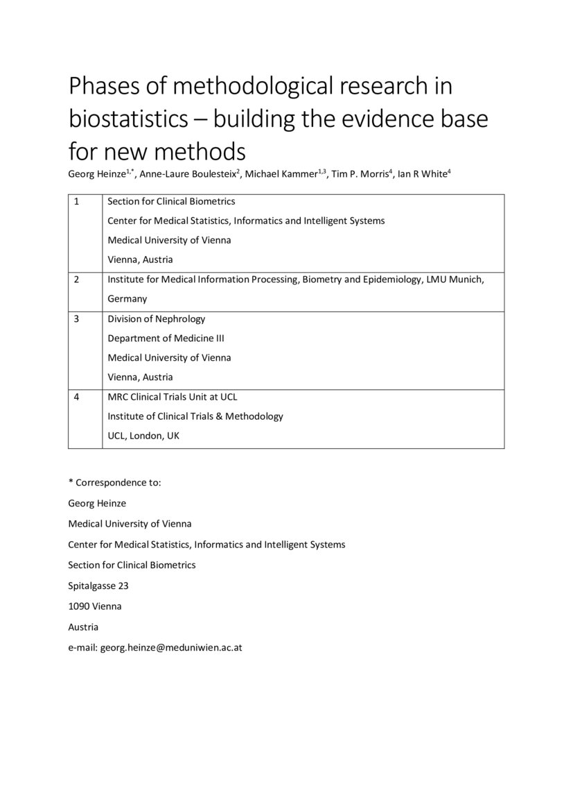 Phases of methodological research in biostatistics - building the ...