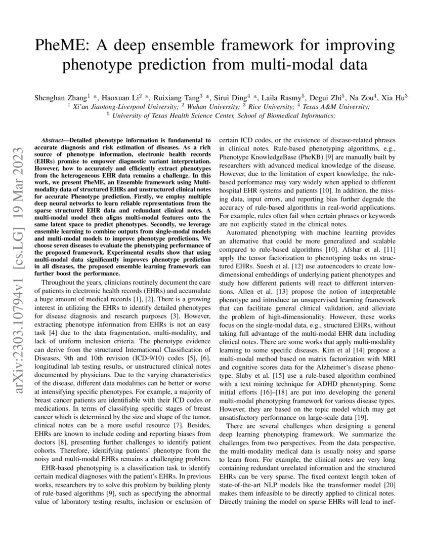 Pheme A Deep Ensemble Framework For Improving Phenotype Prediction From Multi Modal Data Deepai