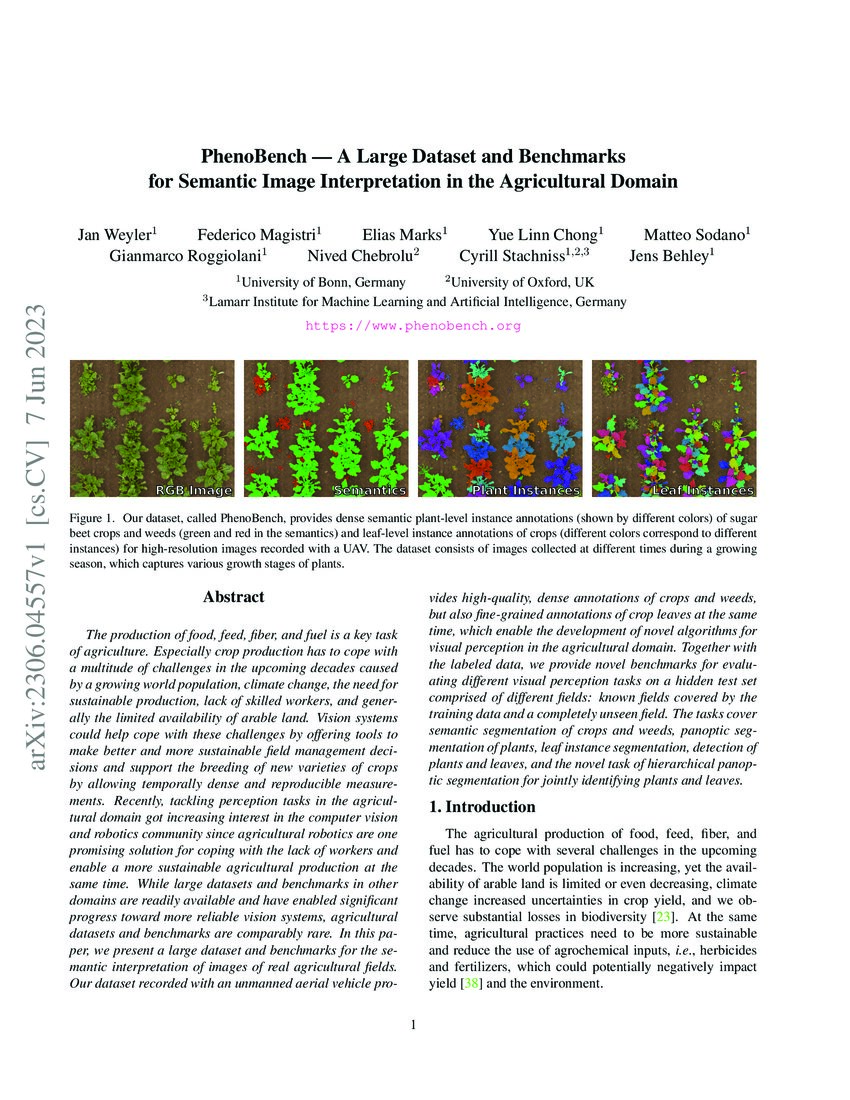 PhenoBench – A Large Dataset and Benchmarks for Semantic Image Interpretation in the ...