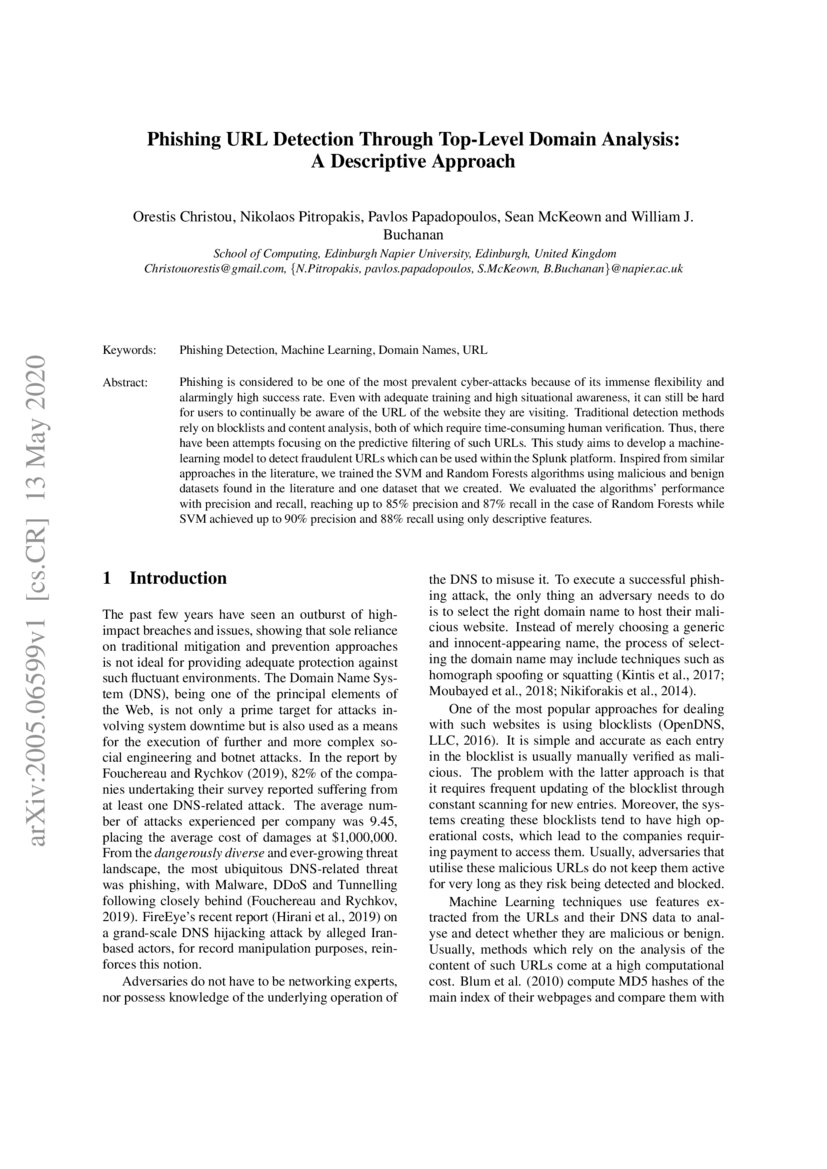 Phishing URL Detection Through Top-level Domain Analysis: A Descriptive ...