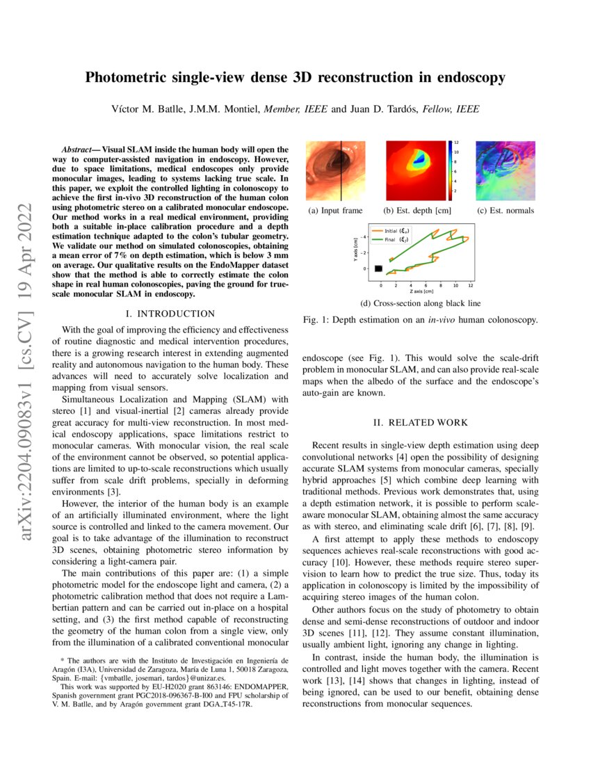 Photometric Single View Dense 3d Reconstruction In Endoscopy Deepai