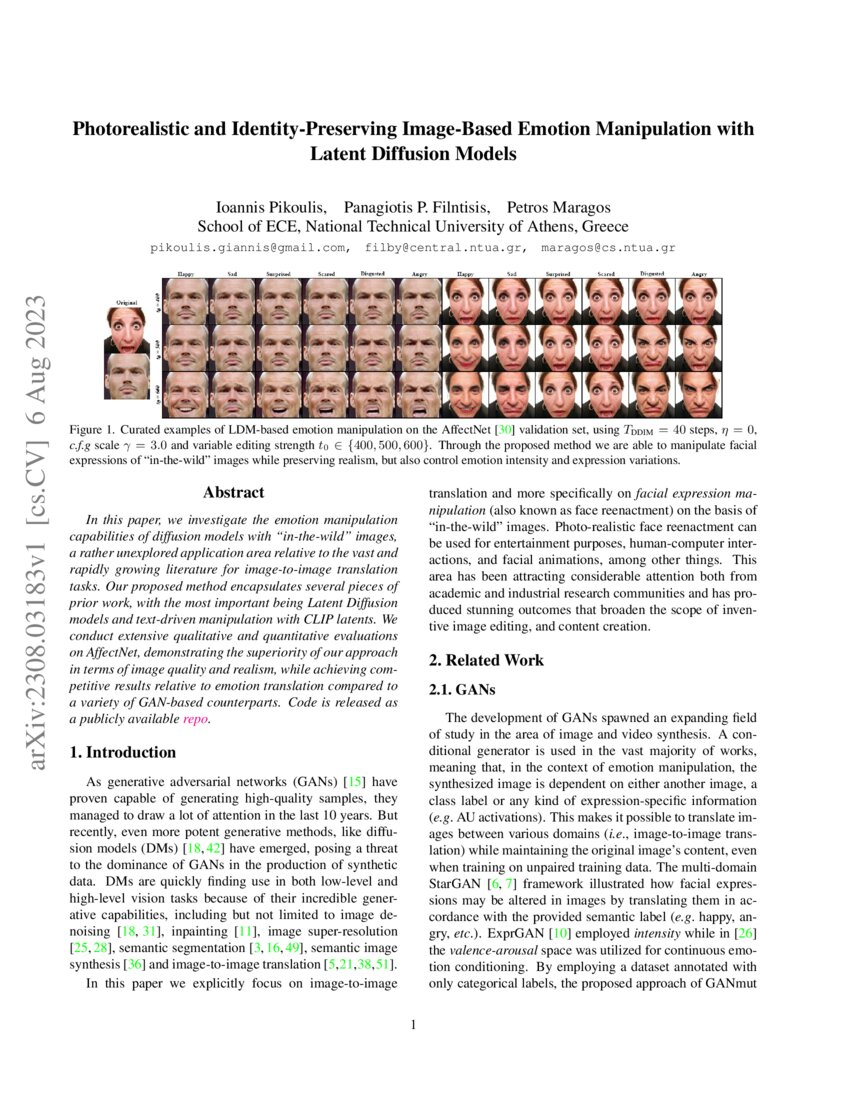 Photorealistic and Identity-Preserving Image-Based Emotion Manipulation ... Photorealistic and Identity-Preserving Image-Based Emotion Manipulation ...