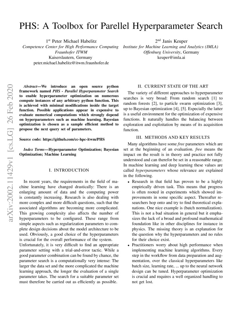 Phs A Toolbox For Parellel Hyperparameter Search Deepai 4274