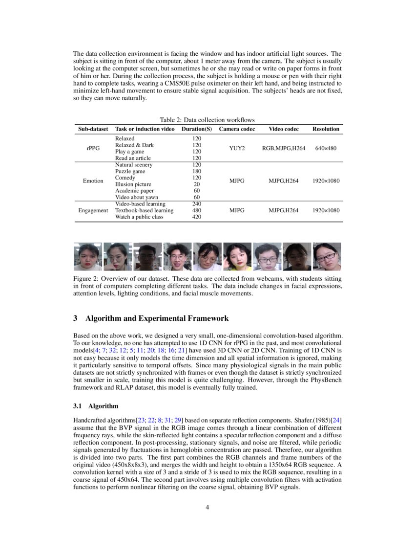 PhysBench: A Benchmark Framework for Remote Physiological Sensing with New Dataset and Baseline ...