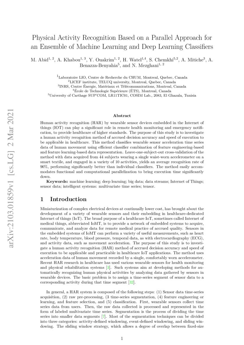 Physical Activity Recognition Based on a Parallel Approach for an Ensemble of Machine Learning ...