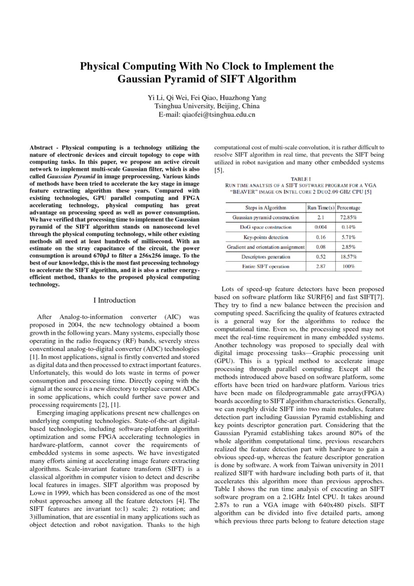 Physical Computing With No Clock To Implement The Gaussian Pyramid Of Sift Algorithm Deepai