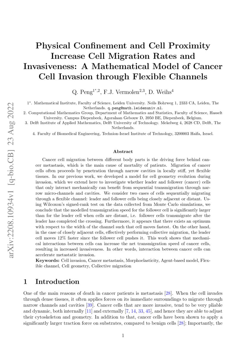 Physical Confinement and Cell Proximity Increase Cell Migration Rates ...
