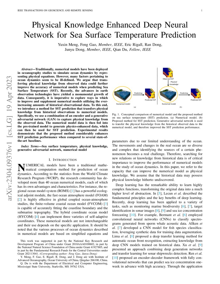 Physical Knowledge Enhanced Deep Neural Network for Sea Surface Temperature Prediction | DeepAI