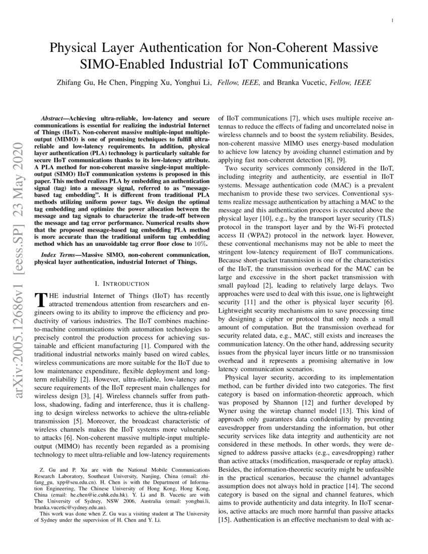 Physical Layer Authentication for Non-Coherent Massive SIMO-Enabled ...
