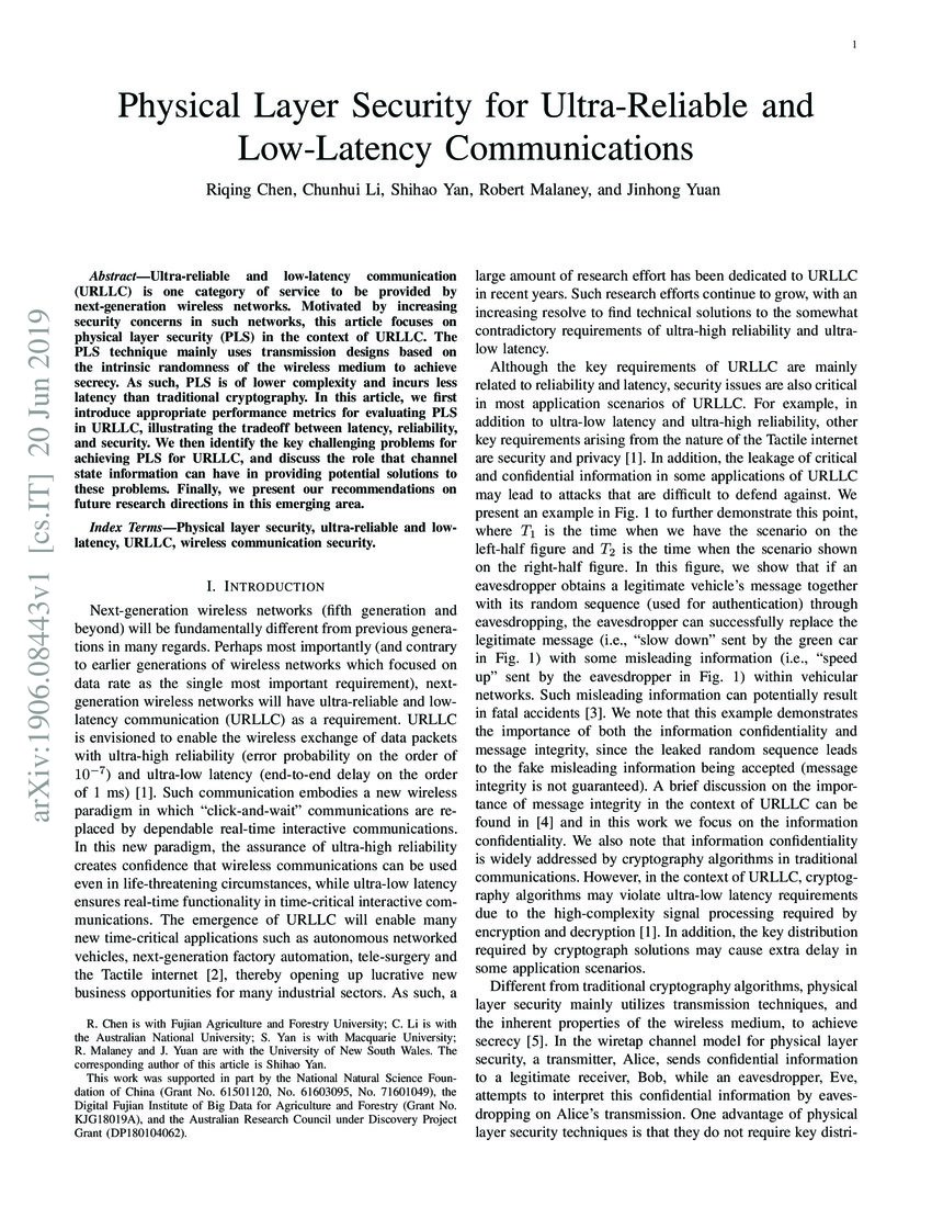 Physical Layer Security For Ultra Reliable And Low Latency Communications Deepai