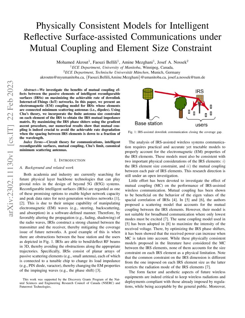 Physically Consistent Models For Intelligent Reflective Surface