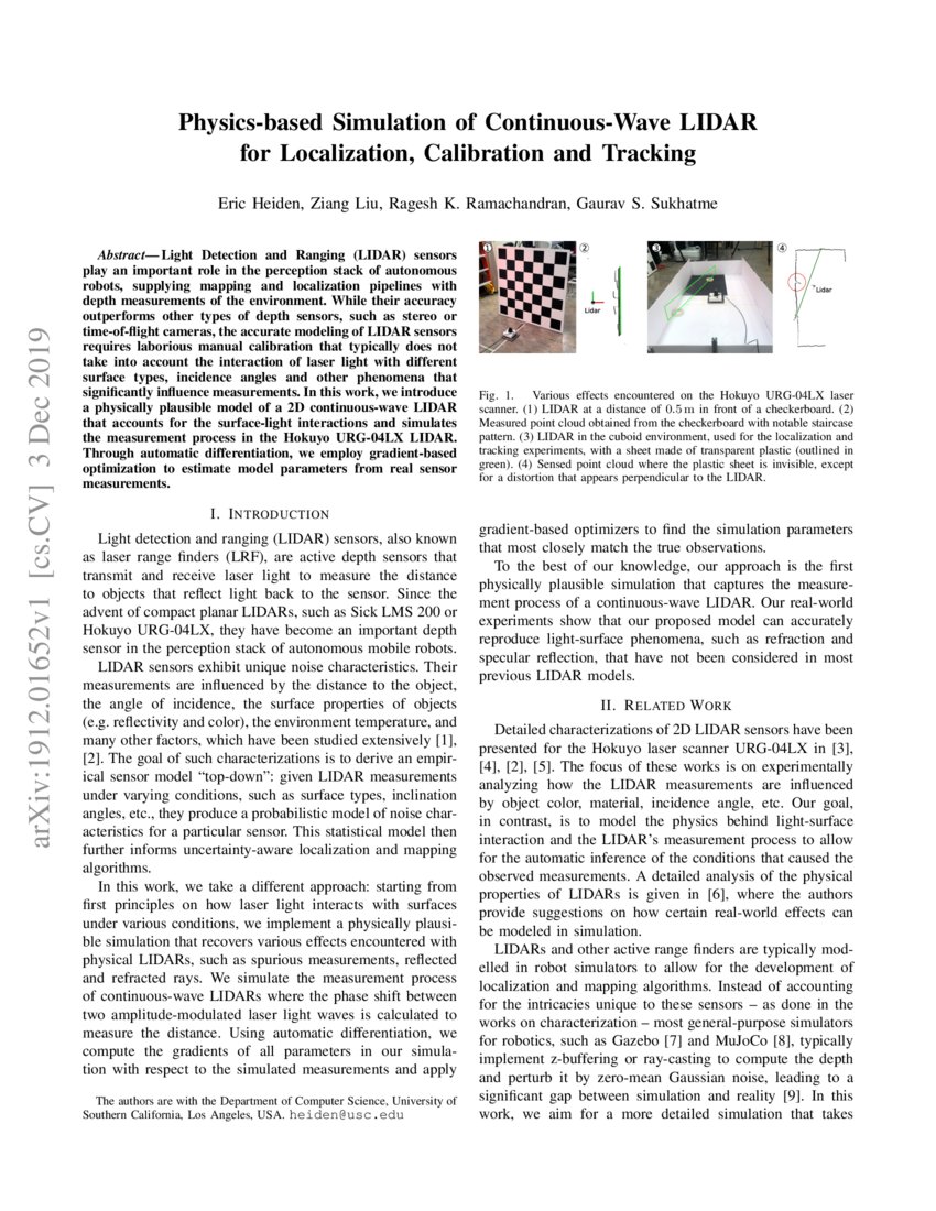 Physics-based Simulation of Continuous-Wave LIDAR for Localization ... Physics-based Simulation of Continuous-Wave LIDAR for Localization ...