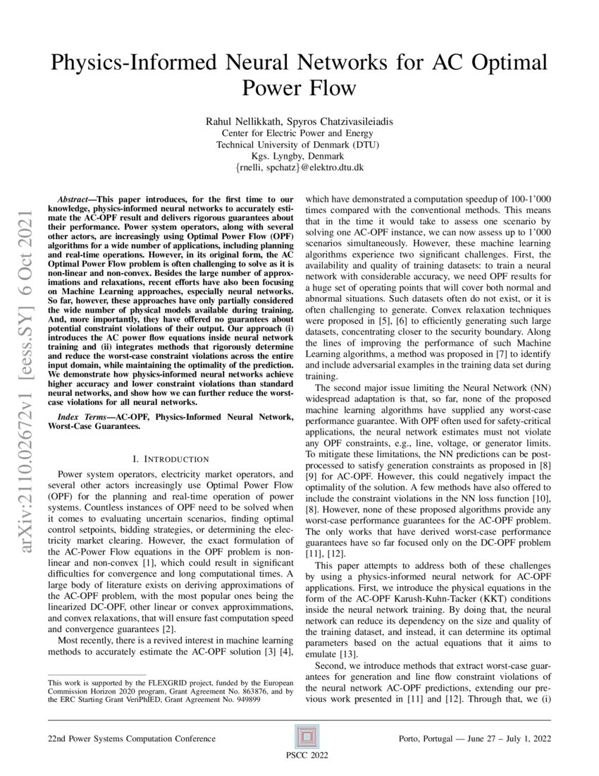Physics Informed Neural Networks For Ac Optimal Power Flow Deepai 