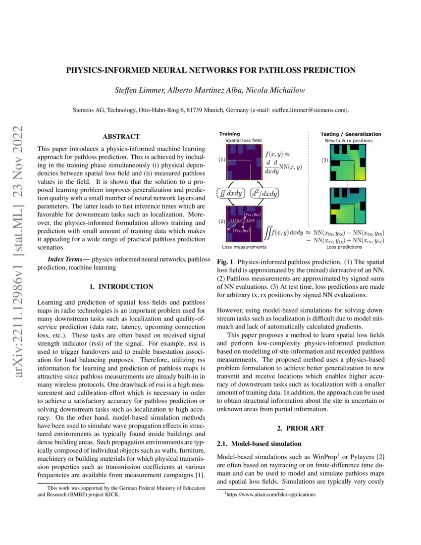 Physics-informed neural networks for pathloss prediction | DeepAI Physics-informed neural networks for pathloss prediction | DeepAI
