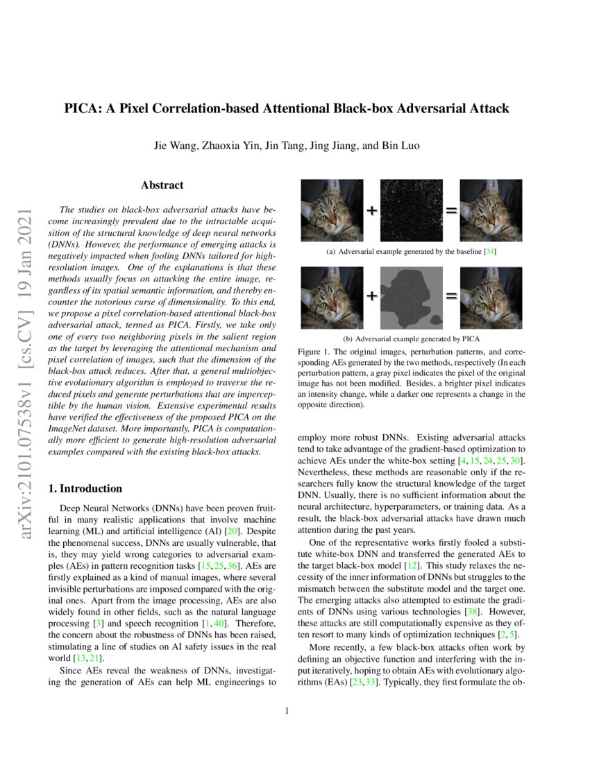 PICA: A Pixel Correlation-based Attentional Black-box Adversarial ...