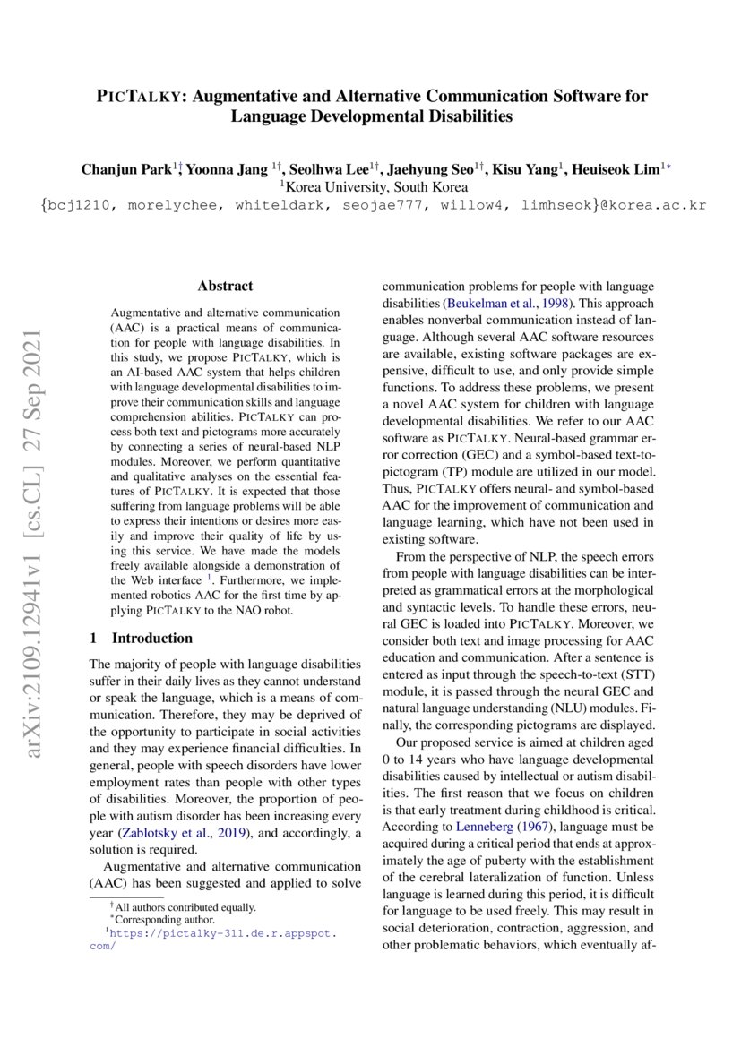 PicTalky: Augmentative and Alternative Communication Software for ...