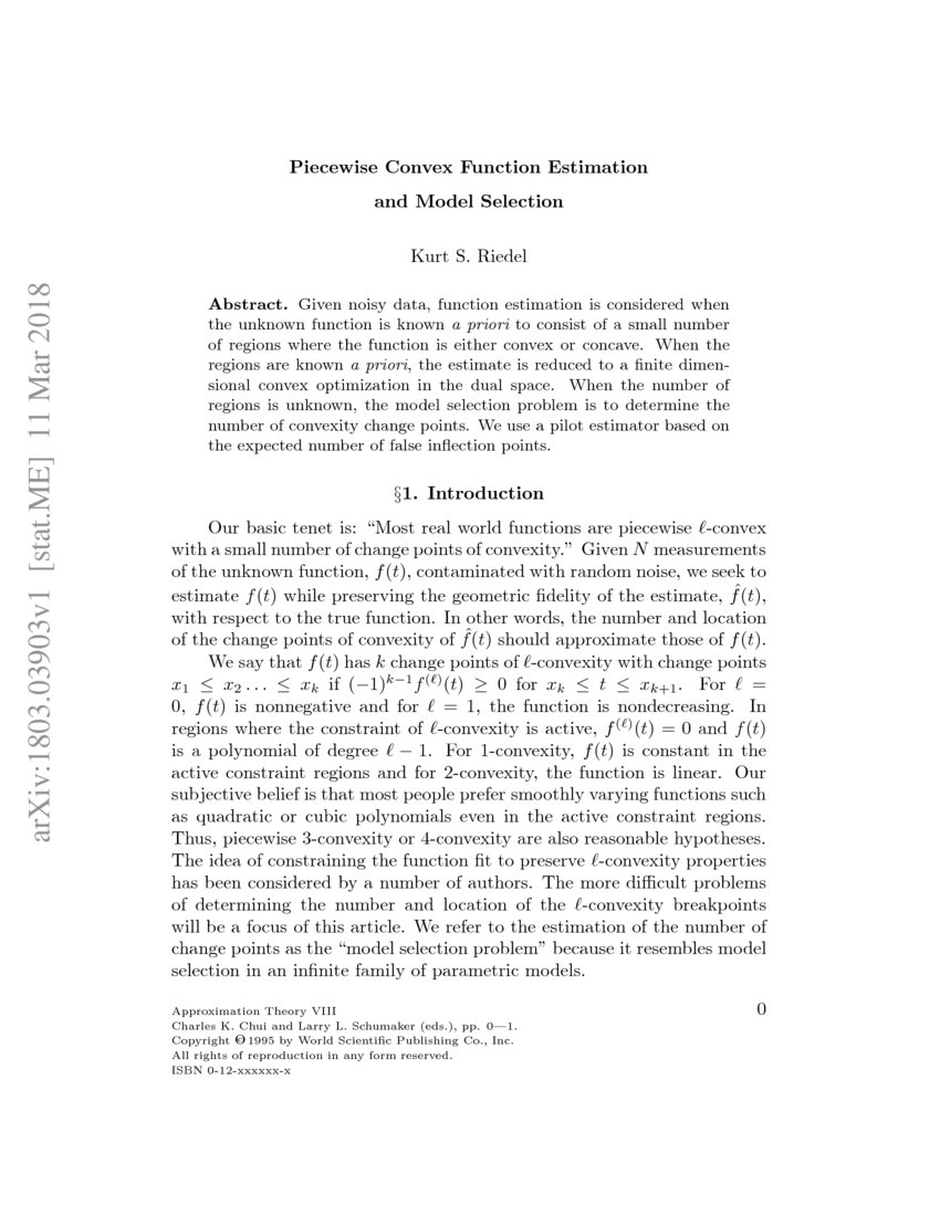 Piecewise Convex Function Estimation And Model Selection Deepai