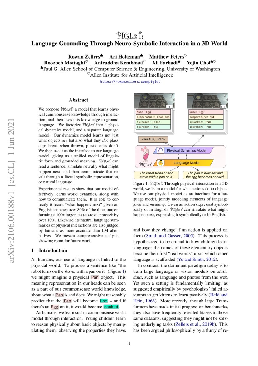 PIGLeT: Language Grounding Through Neuro-Symbolic Interaction in a 3D ...