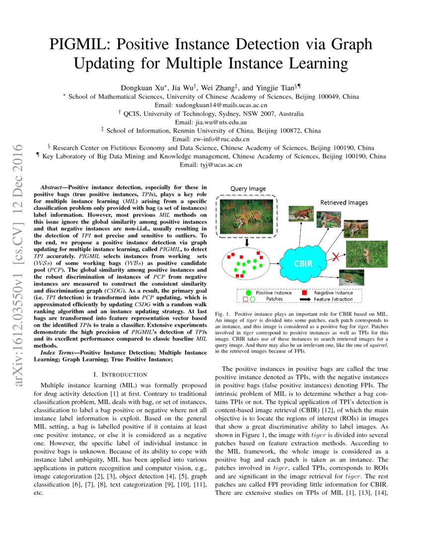 PIGMIL: Positive Instance Detection via Graph Updating for Multiple ... PIGMIL: Positive Instance Detection via Graph Updating for Multiple ...