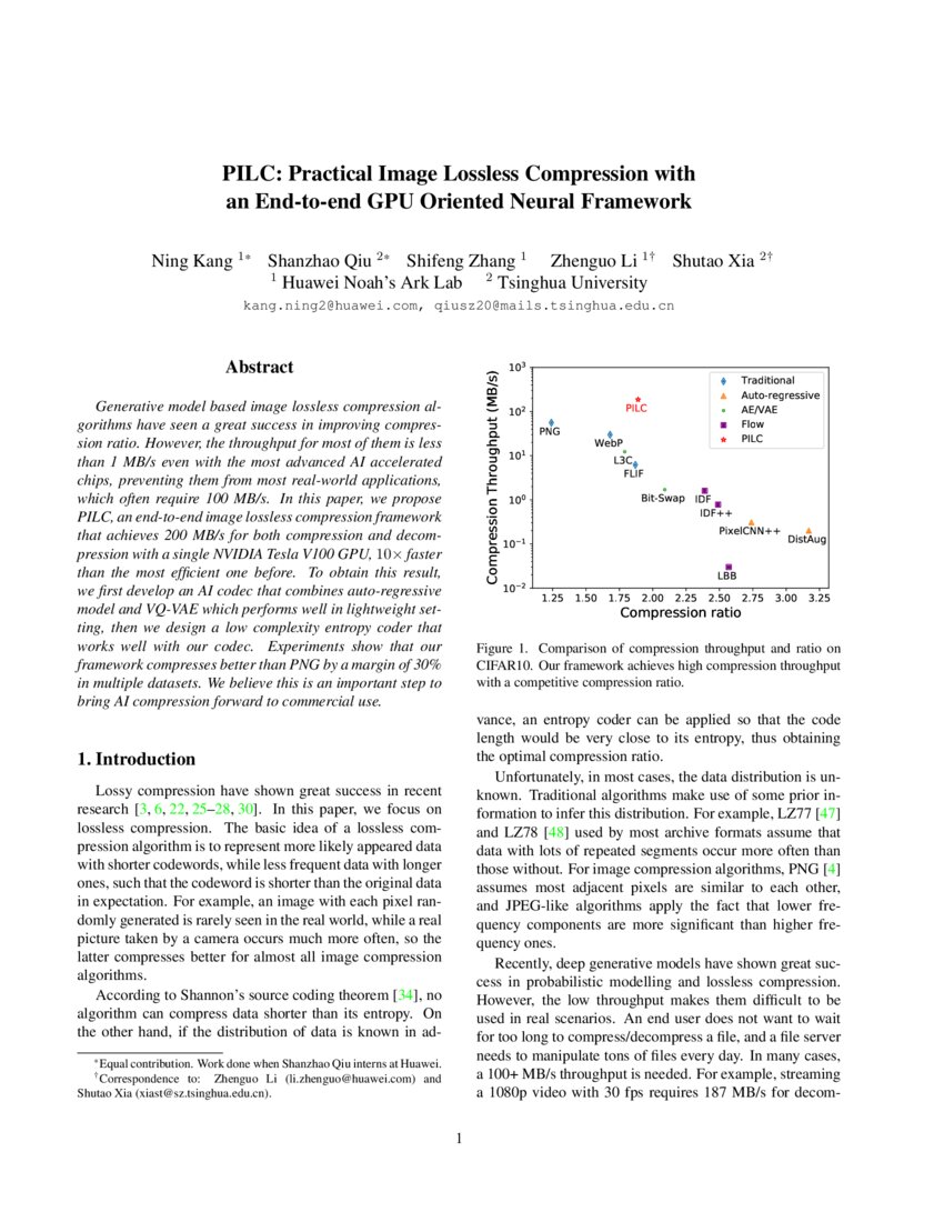 PILC: Practical Image Lossless Compression with an End-to-end GPU ...