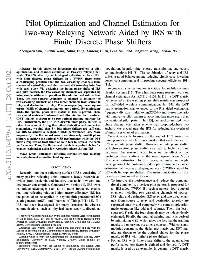 Pilot Optimization and Channel Estimation for Two-way Relaying Network Aided by IRS with Finite ...