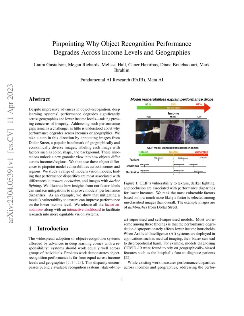 Pinpointing Why Object Recognition Performance Degrades Across Income